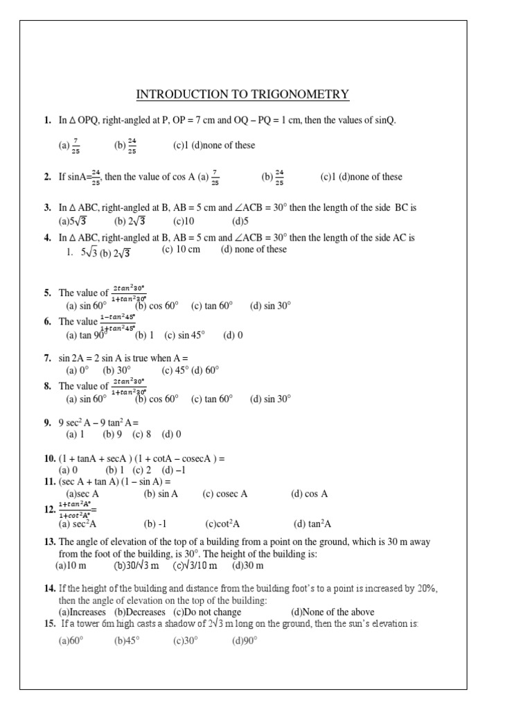G 10 - Introduction To Trigonometry | PDF | Trigonometry ...