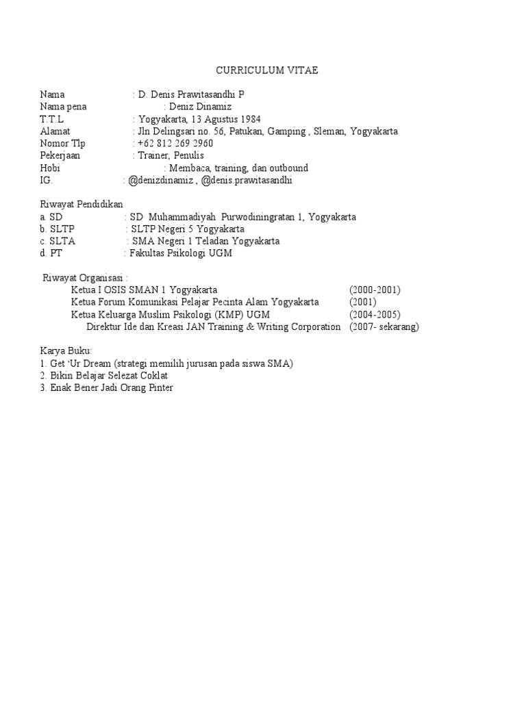 Contoh CV Biodata | PDF