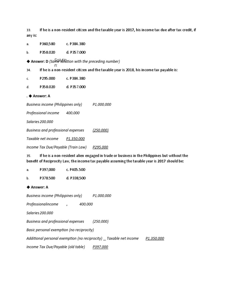 Determining Taxable Income for Married Taxpayers Under the TRAIN Law ...