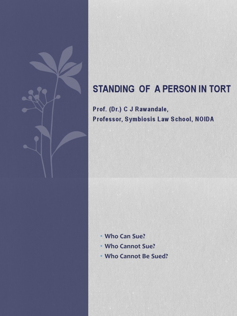 Chapter 2. Standing of A Person in Torts | PDF | Standing (Law) | Tort