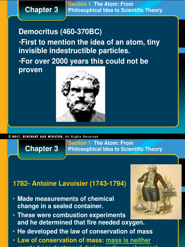 Session 1 Atom From Philosophical Idea To Scientific Theory Act Hs ...