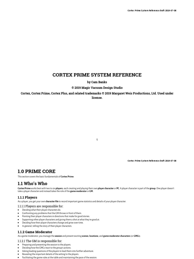 Cortex Prime SRD | Download Free PDF | Dice | Leisure Activities