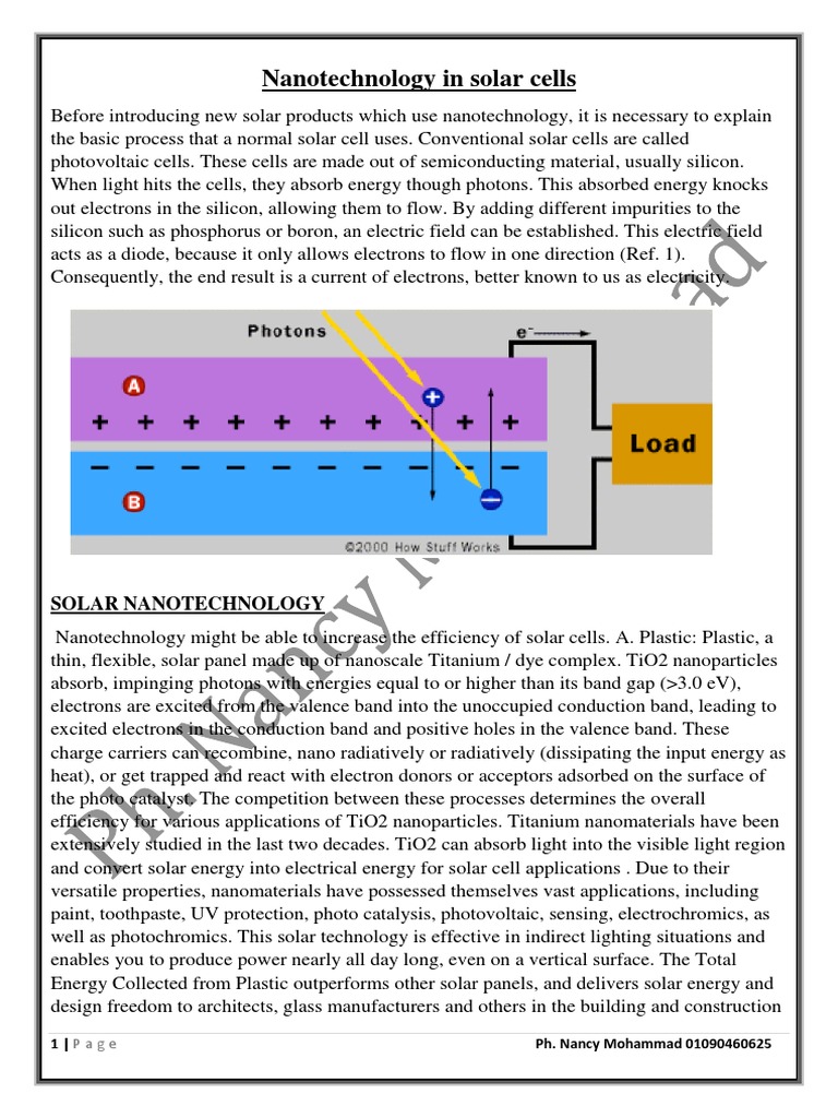 Nanotechnology (In Solar Cells) | PDF | Solar Cell | Nanotechnology