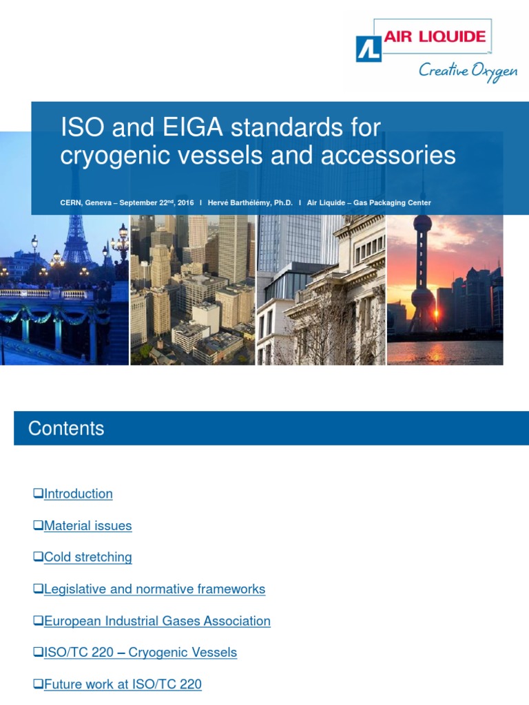 ISO and EIGA Stds For Cryogenic Vessels and Accessories | PDF | Cryogenics | Gases