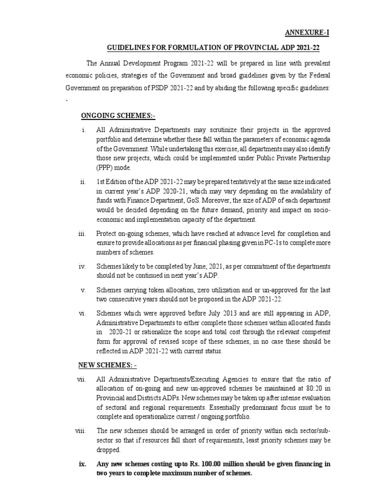 ADP 2021-22 Guidelines and Schedule Tentative | PDF | Public–Private ...
