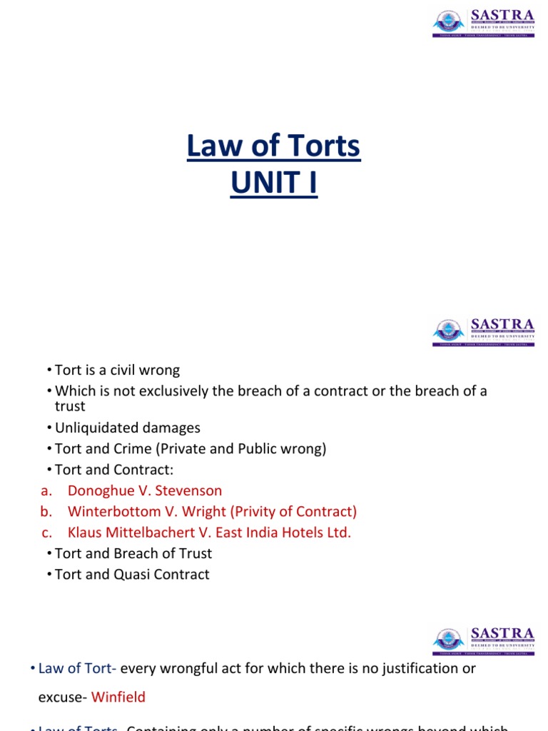 Law of Torts | PDF | Tort | Damages