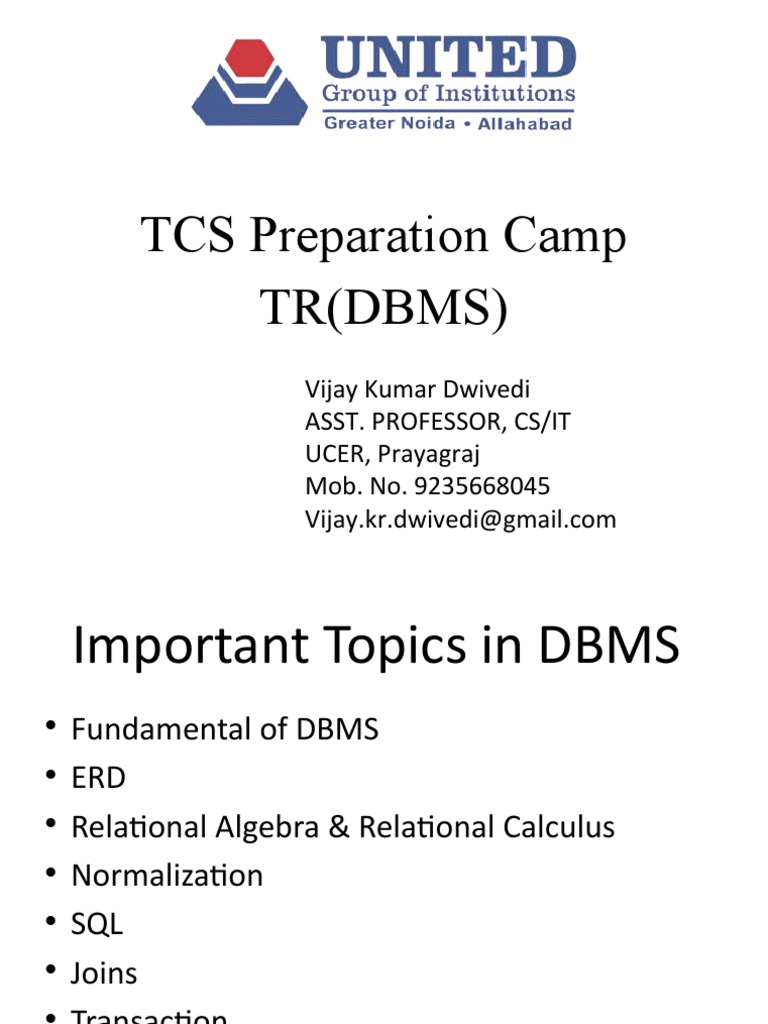 TCS Prep Camp DBMS | PDF | Databases | Relational Database