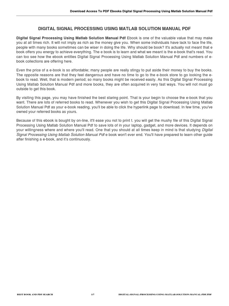 Digital Signal Processing Using Matlab Solution Manual PDF - Compress ...