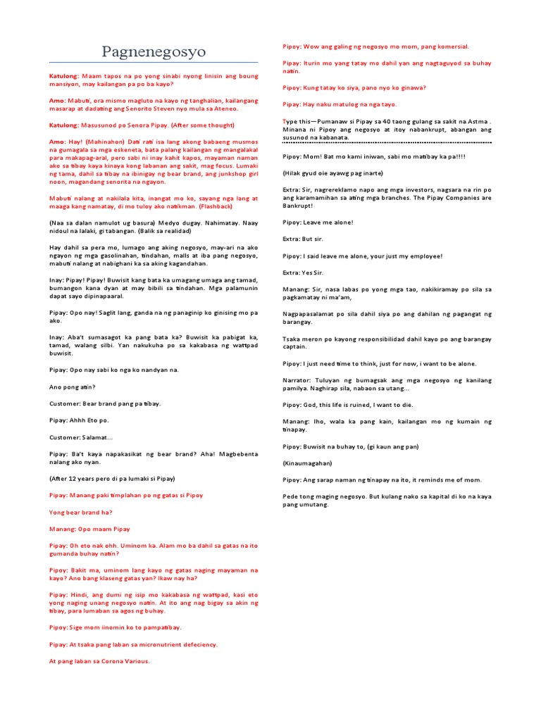Pagnenegosyo (Script) | PDF
