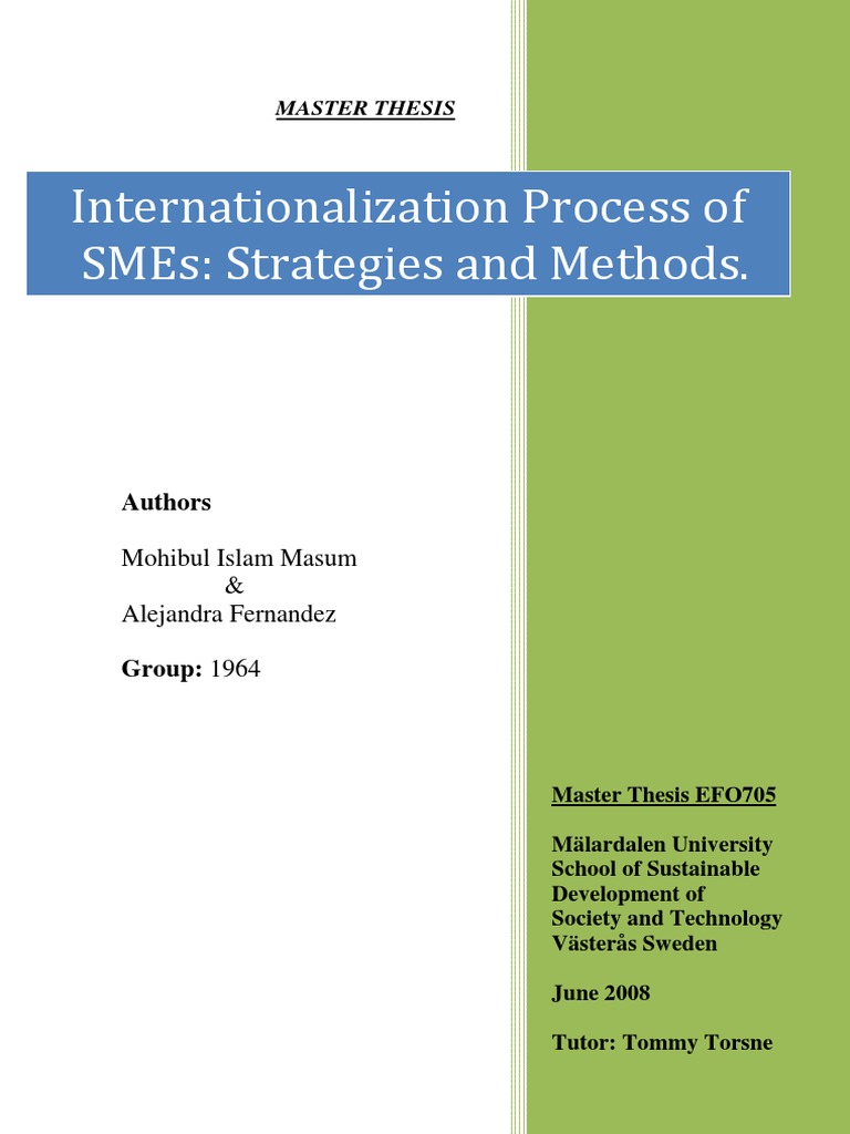 Internationalization Process of Smes: Strategies and Methods | PDF | Internationalization ...
