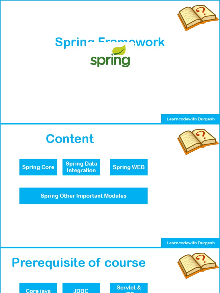 Spring Framework Tutorial Learncodewith Durgesh Pdf Spring Framework Class Computer 9235