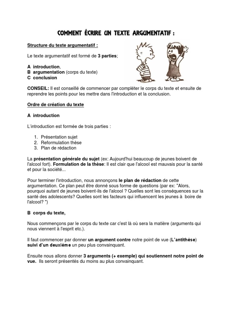 Guide du Texte Argumentatif | PDF | Sujet (Grammaire) | Argumentation
