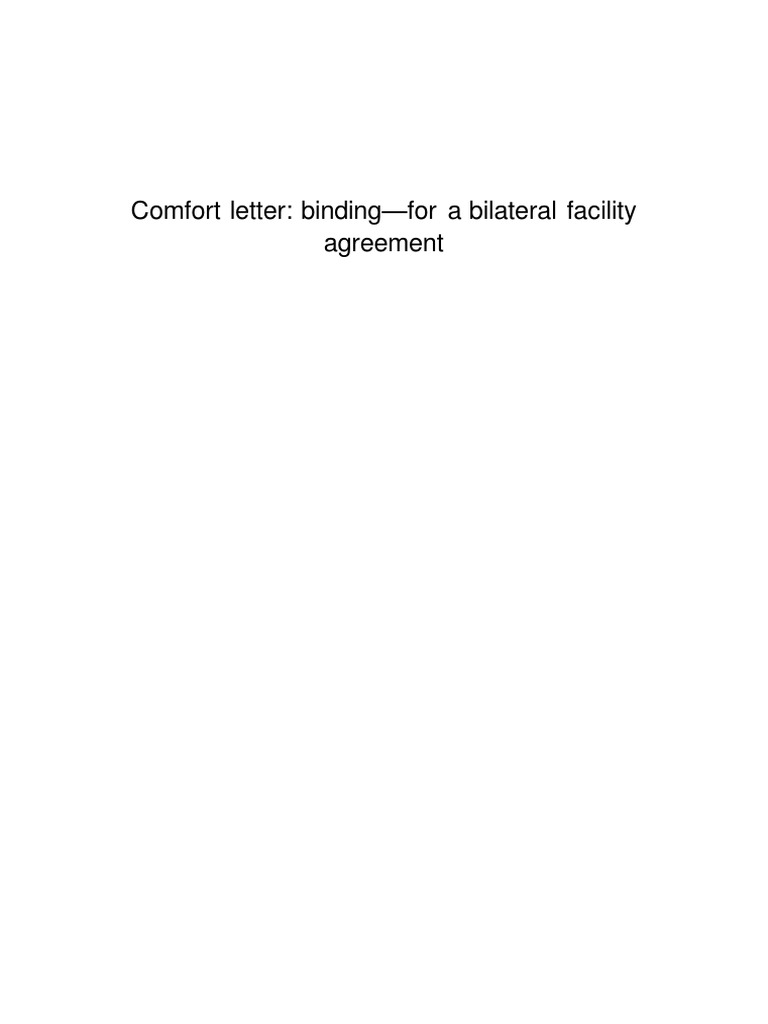 Comfort Letter: Binding - For A Bilateral Facility Agreement | PDF ...