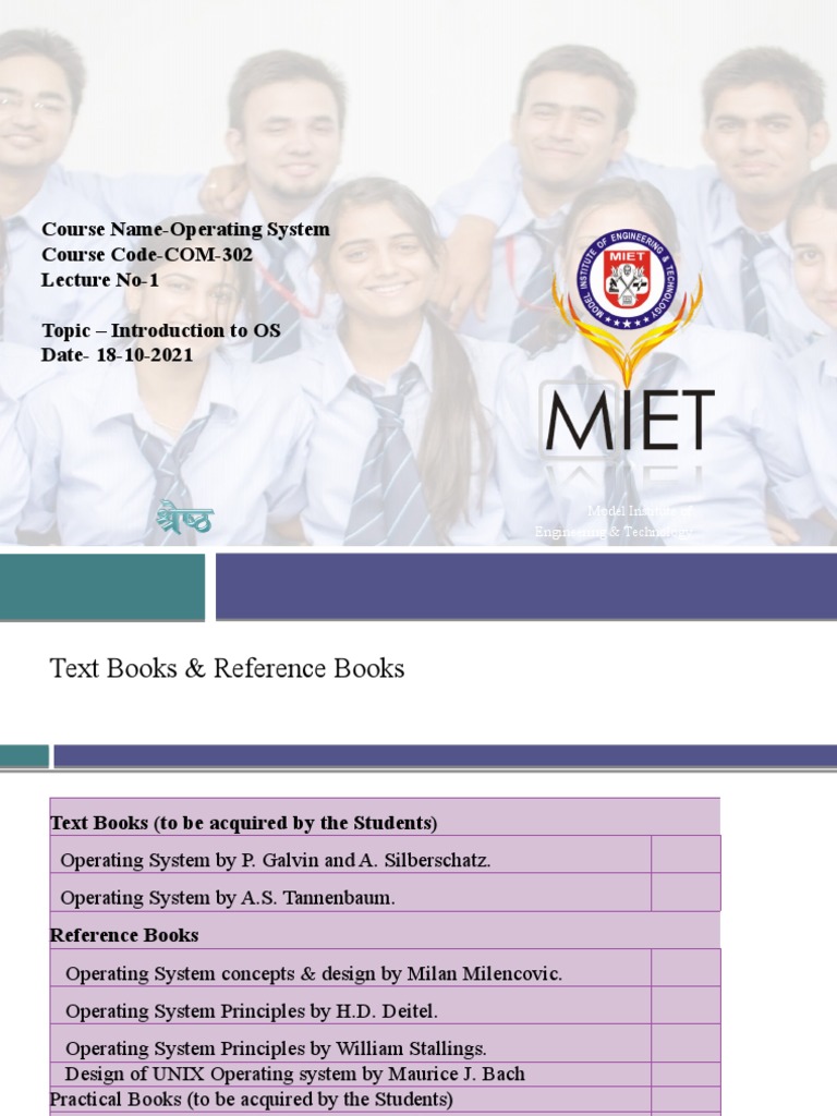 Course Name-Operating System Course Code-COM-302 Lecture No-1 Topic - Introduction To OS Date-18 ...