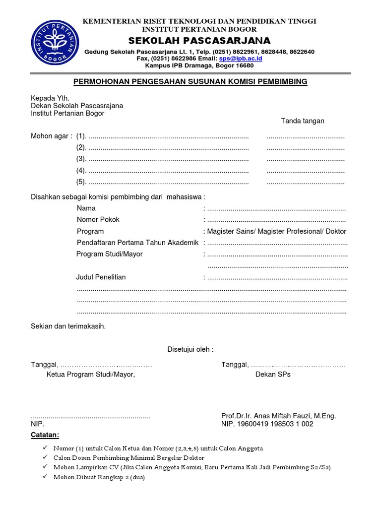 Form SK Pembimbing | PDF