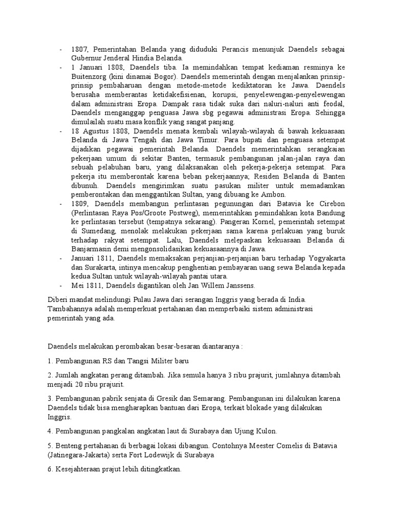Kebijakan Daendels di Jawa | PDF