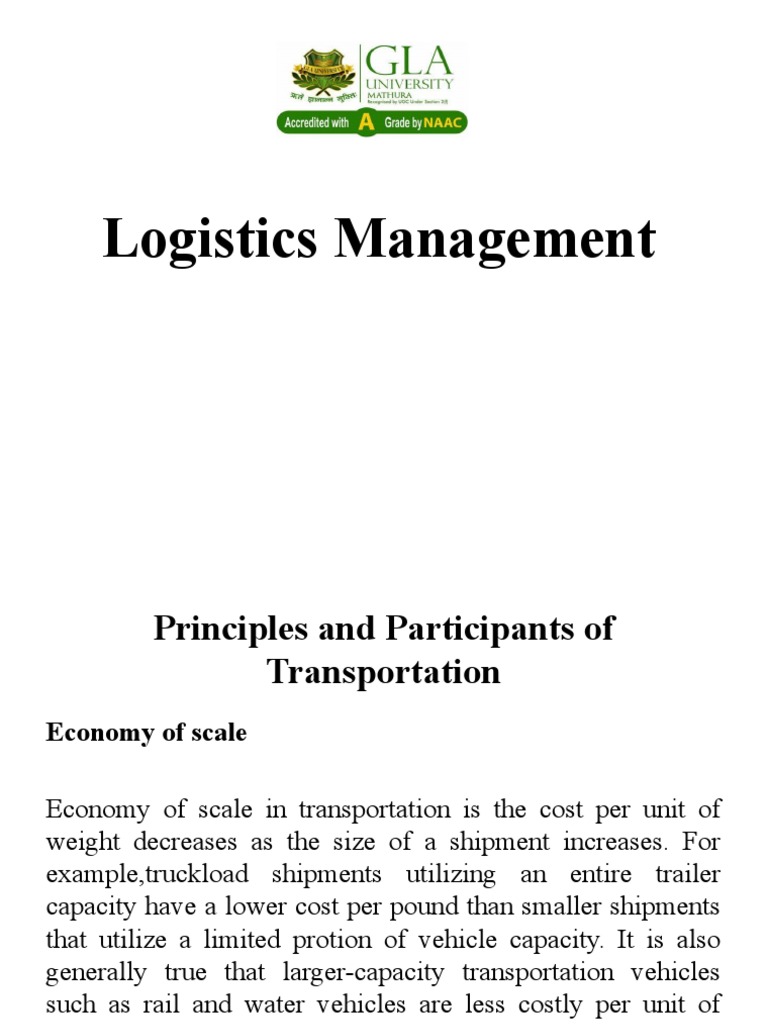 Principles of Transportation | PDF | Transport | Supply Chain Management