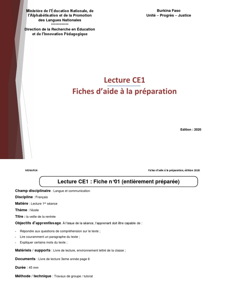 Fiches de lecture CE1 gratuites PDF | PDF | Apprentissage | la ...