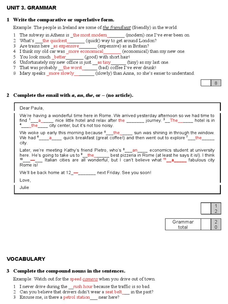English File Intermediate Test Unit 3 & 4 | Download Free PDF ...