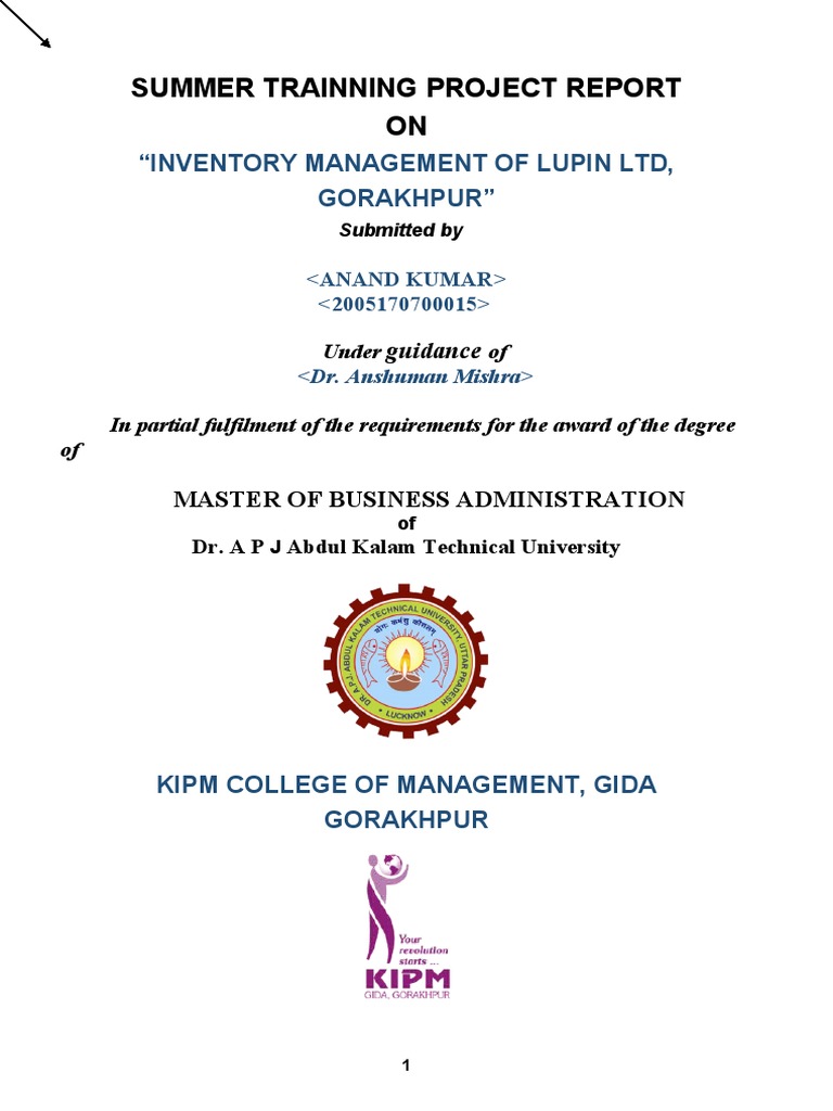 Lupin Summer Project Report | PDF | Filtration | Crystallization