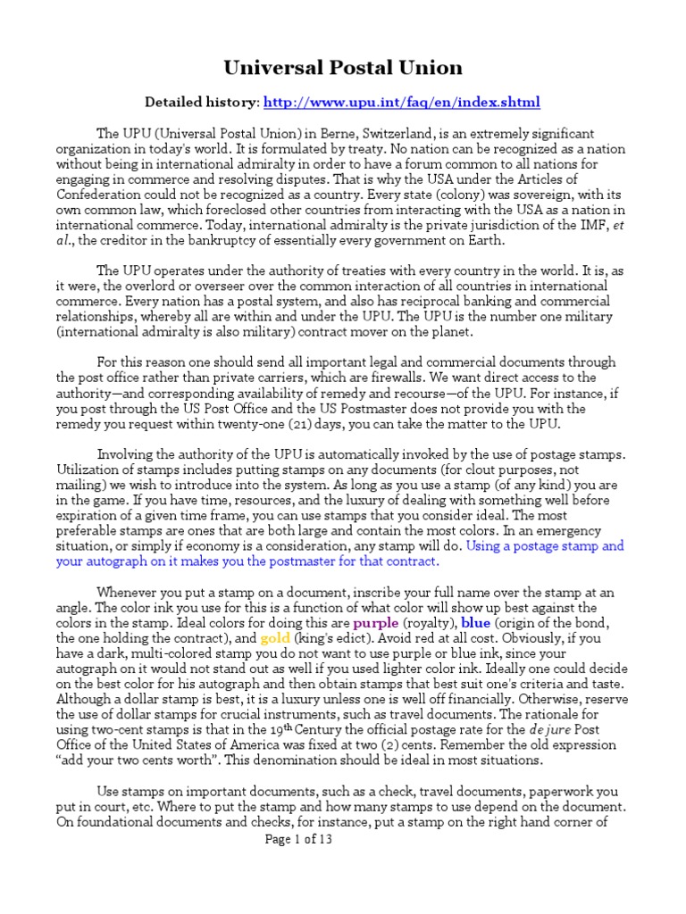 Universal Postal Union | PDF | Government | Business