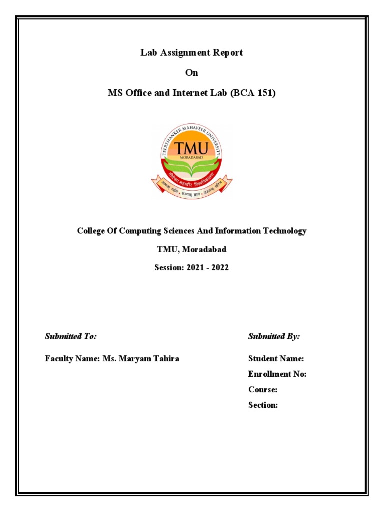 BCA 151 Lab Assignment (2020-2021) | PDF | Microsoft Excel | Databases