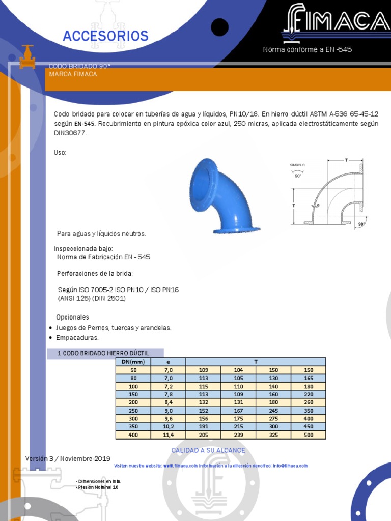 Codo Bridado 90° en Hierro Dúctil | PDF