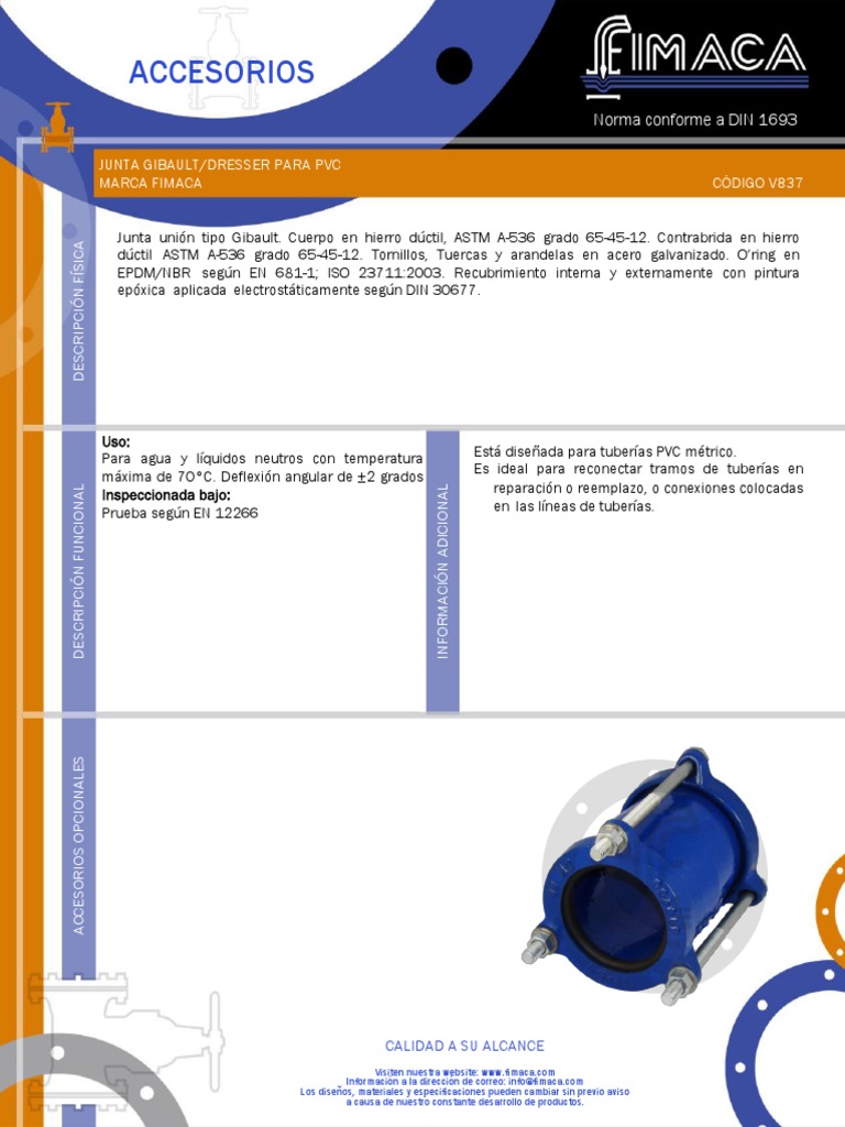 Junta Gibault/Dresser para PVC: Descripción y especificaciones técnicas ...