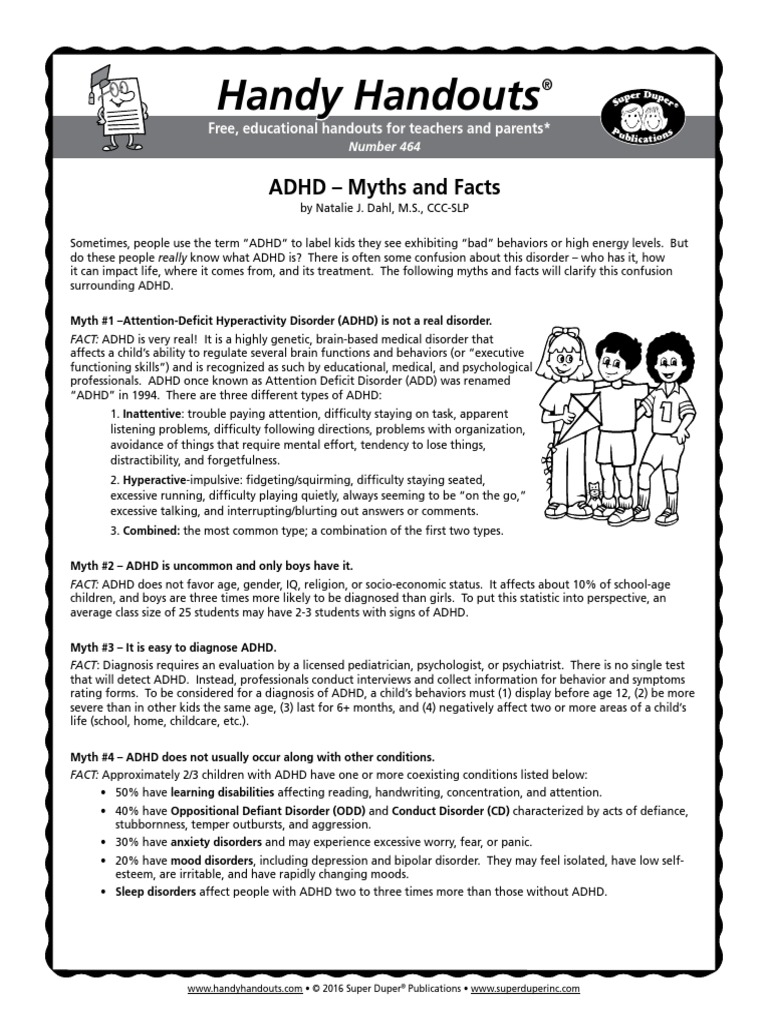 Handy Handouts: ADHD - Myths and Facts | PDF | Attention Deficit ...