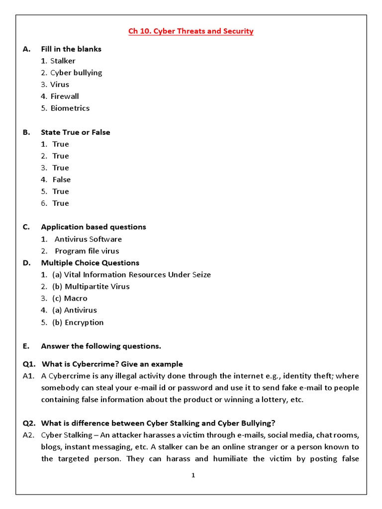 CH 10 - Cyber Threats & Security - Notes | PDF | Computer Security ...