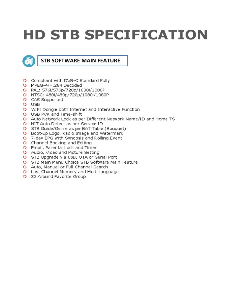 HD STB Set Top Data Sheet | PDF | Set Top Box | Capacitor
