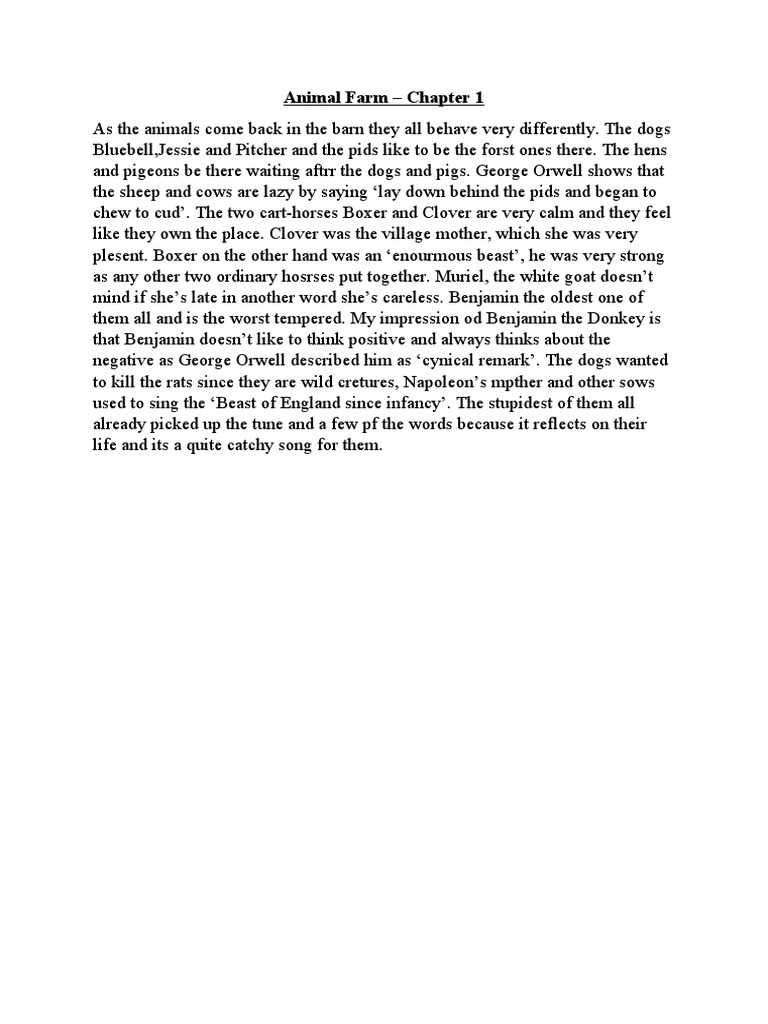 Animal Farm Chapter 1 | PDF