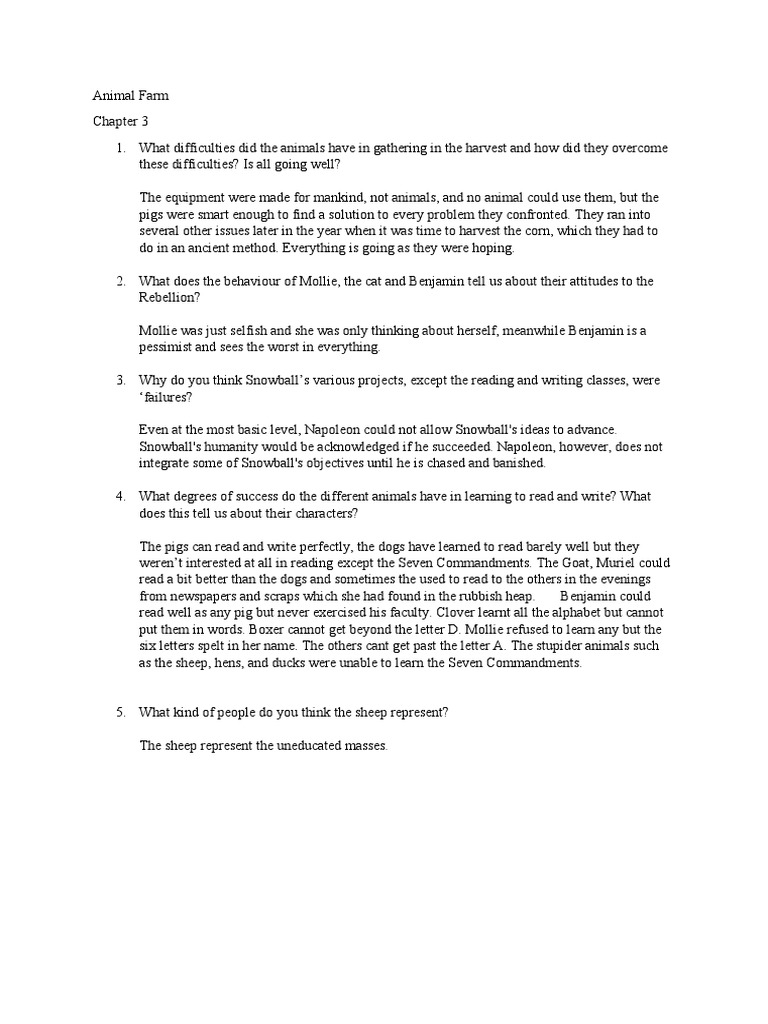 Animal Farm Chapter 3 | PDF | Young Adult | General Fiction
