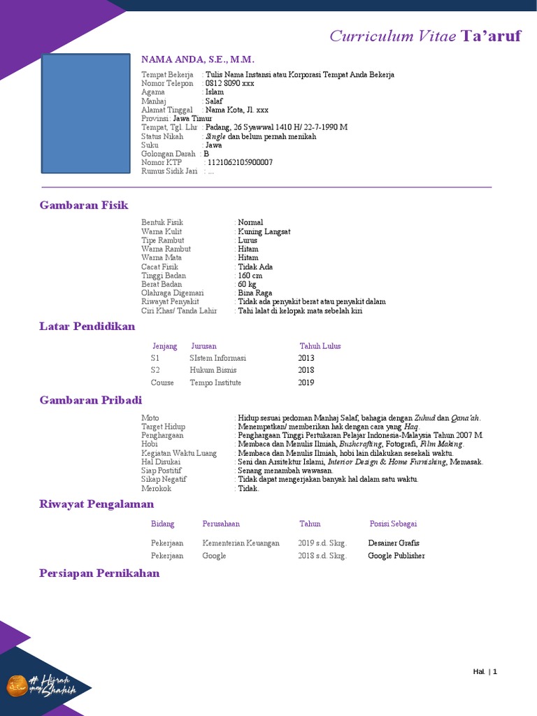CV Taaruf Mei 2020 | PDF