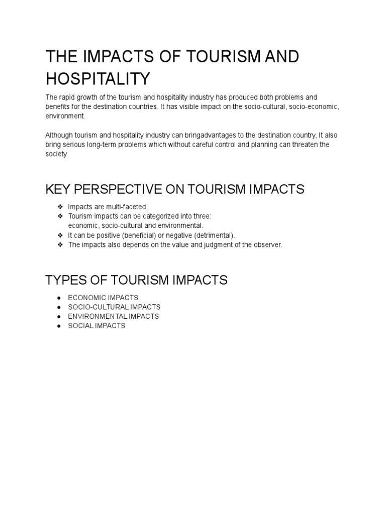The Impacts of Tourism and Hospitality | PDF | Tourism | Taxes