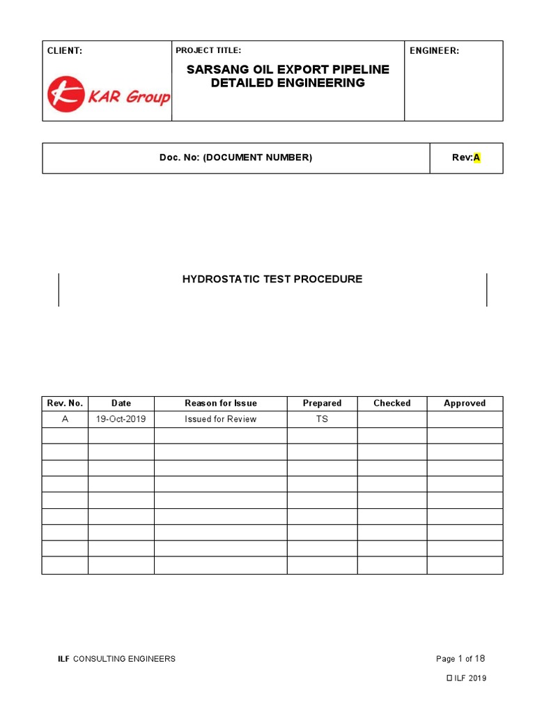 Q116 Hydrostatic Test Procedure | PDF | Pipeline Transport | Pressure