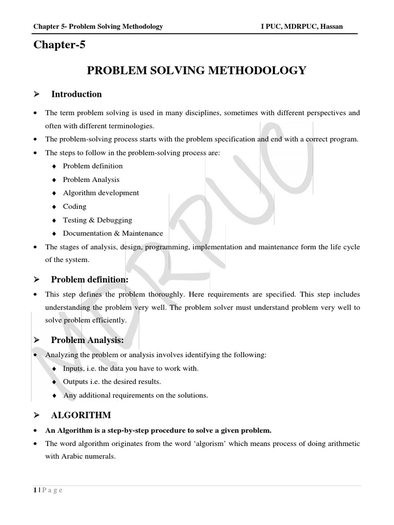 Chapter 5 Problem Solving Methodology | PDF | Algorithms | Computer Programming