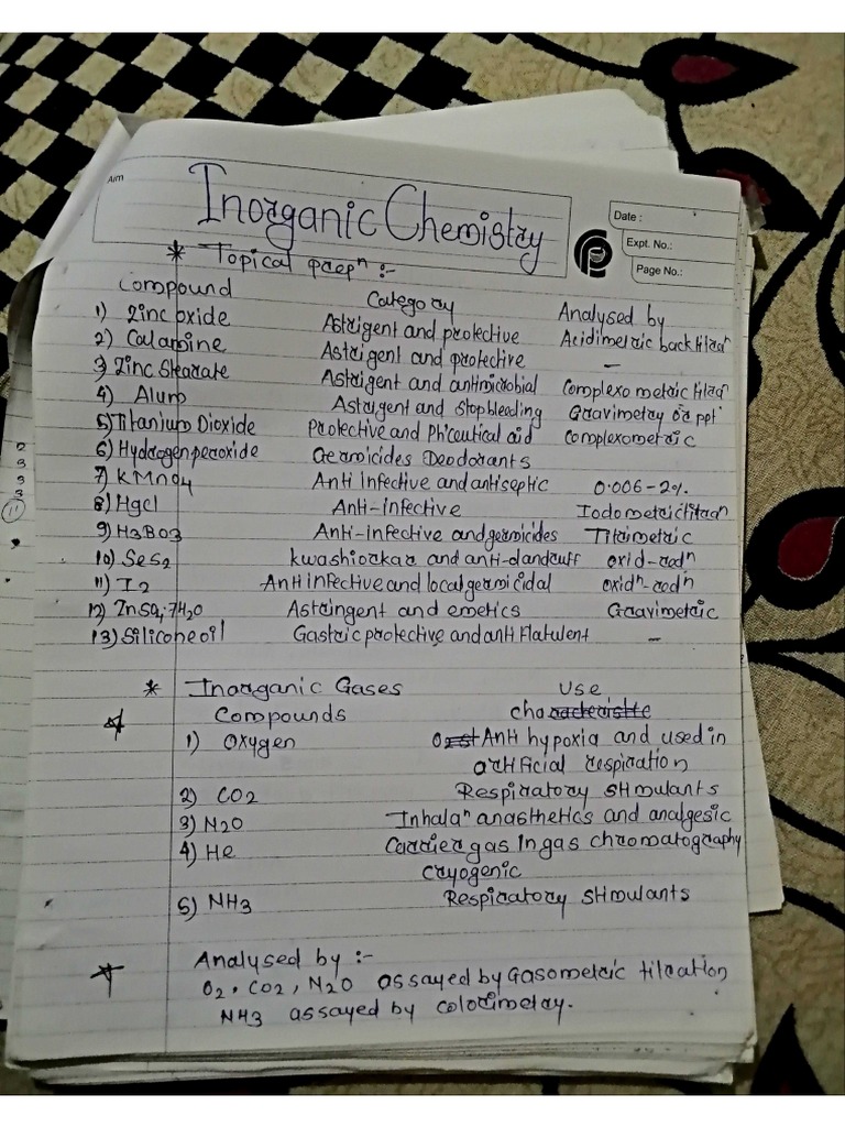 Inorganic Chemistry Notes For Gpat | PDF