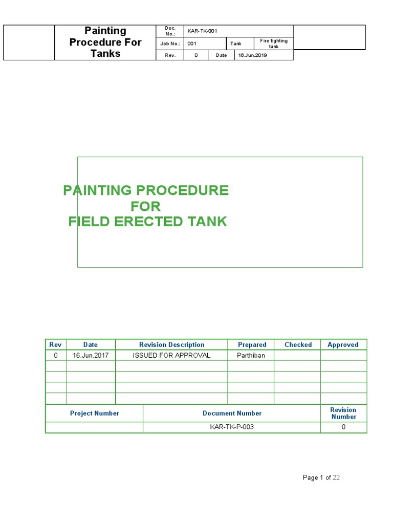 Painting Procedure For Field Erected Tank FINAL (13850) | PDF | Paint ...