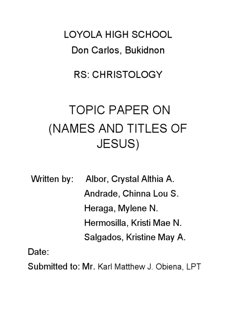 The Significance of Jesus' Names and Titles | PDF | Jesus | Logos ...