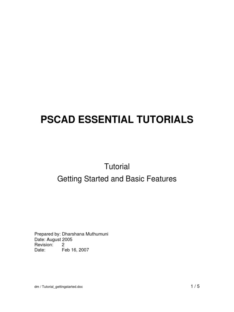 Pscad Essential Tutorials Getting Started And Basic Features Pdf
