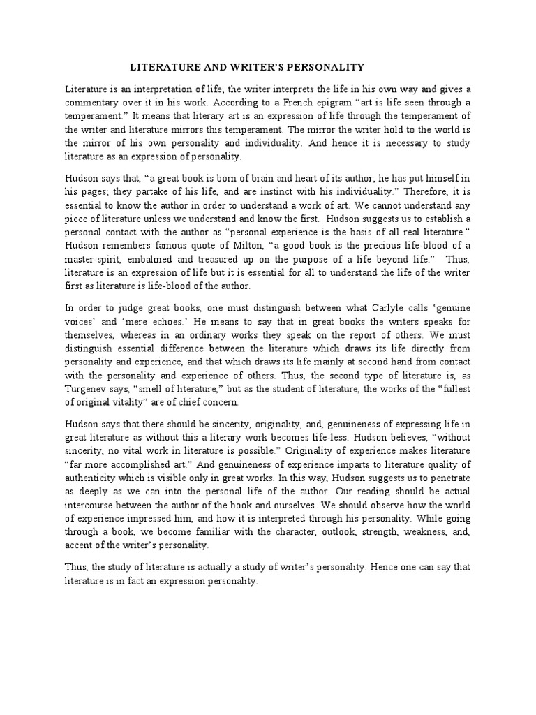 Literature and Writers Personality | PDF | Classics