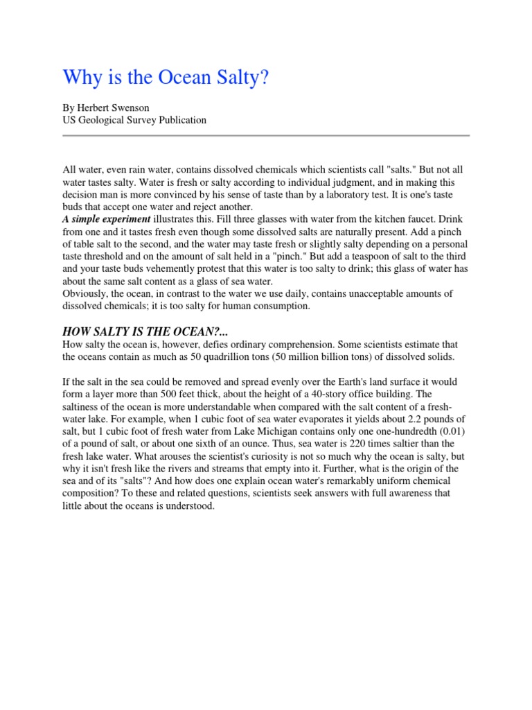7 - Why Is The Ocean Salty | PDF | Sea | Seawater