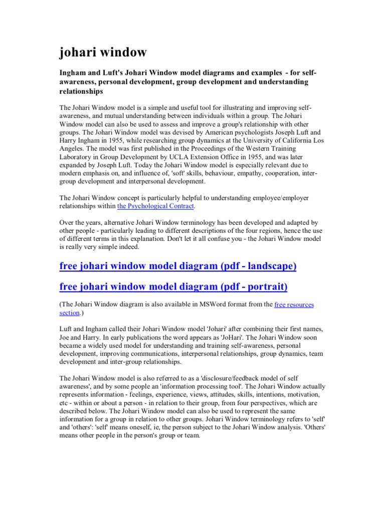 Johari Window | PDF | Self Actualization | Emotions