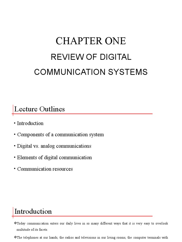 Chapter One: Review of Digital Communication Systems | PDF | Data Transmission | Data Compression