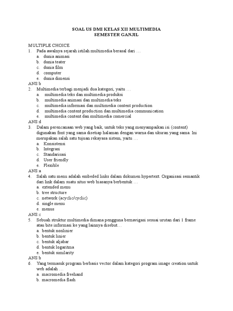 Soal US DMI XII MM Ganjil Dan Jawaban (2021) | PDF