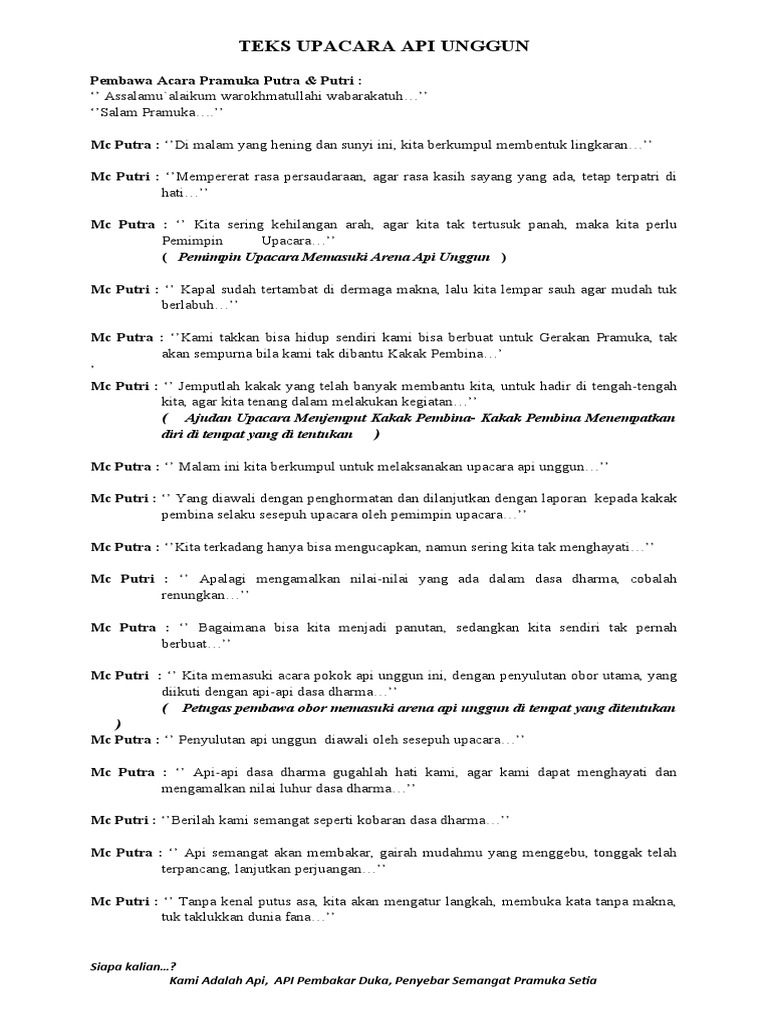 Teks API Unggun Putra Dan Putri | PDF | Memasak, Makanan, & Anggur ...