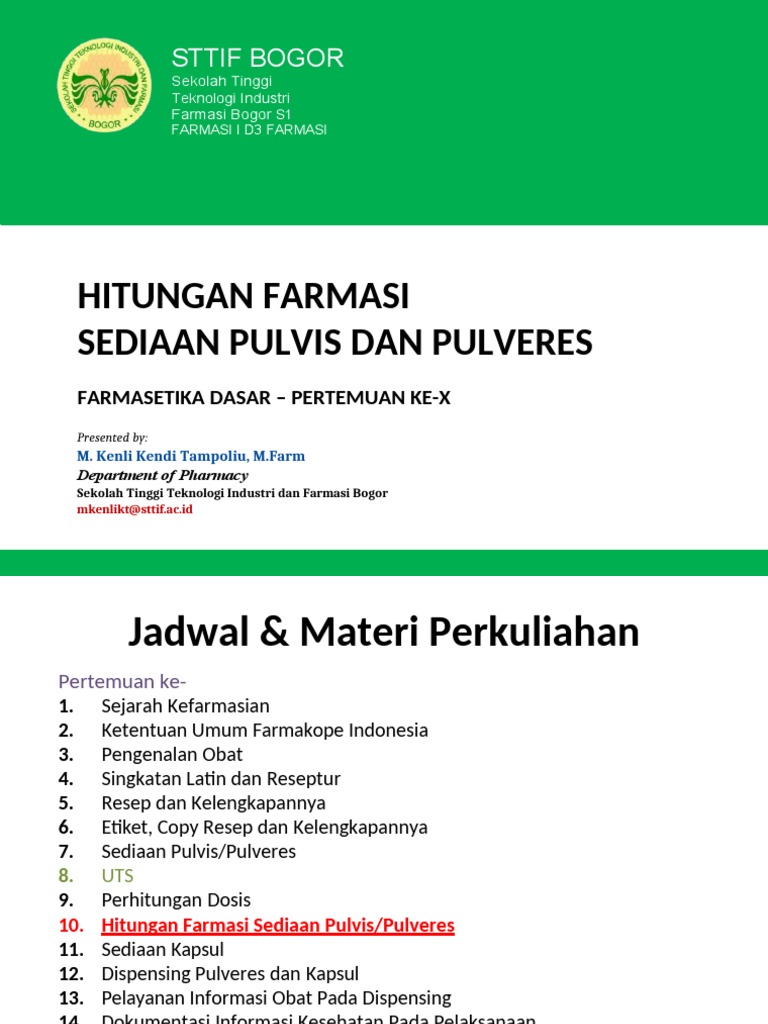 Perhitungan Sediaan Pulvis Farmasi | PDF