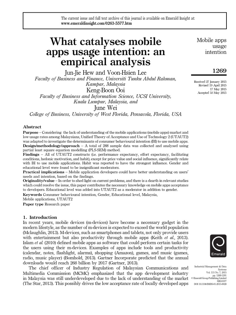 What Catalyses Mobile Apps Usage Intention, An Empirical Analysis Q1 ...