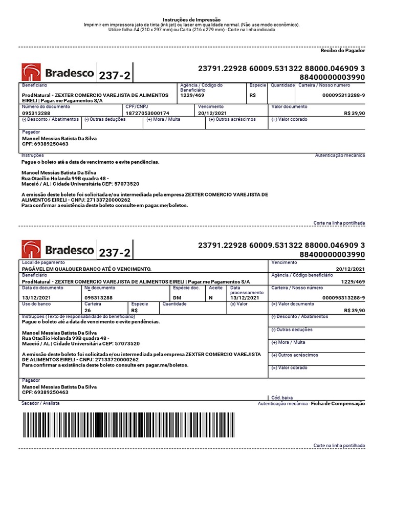 Boleto | PDF | Impressão